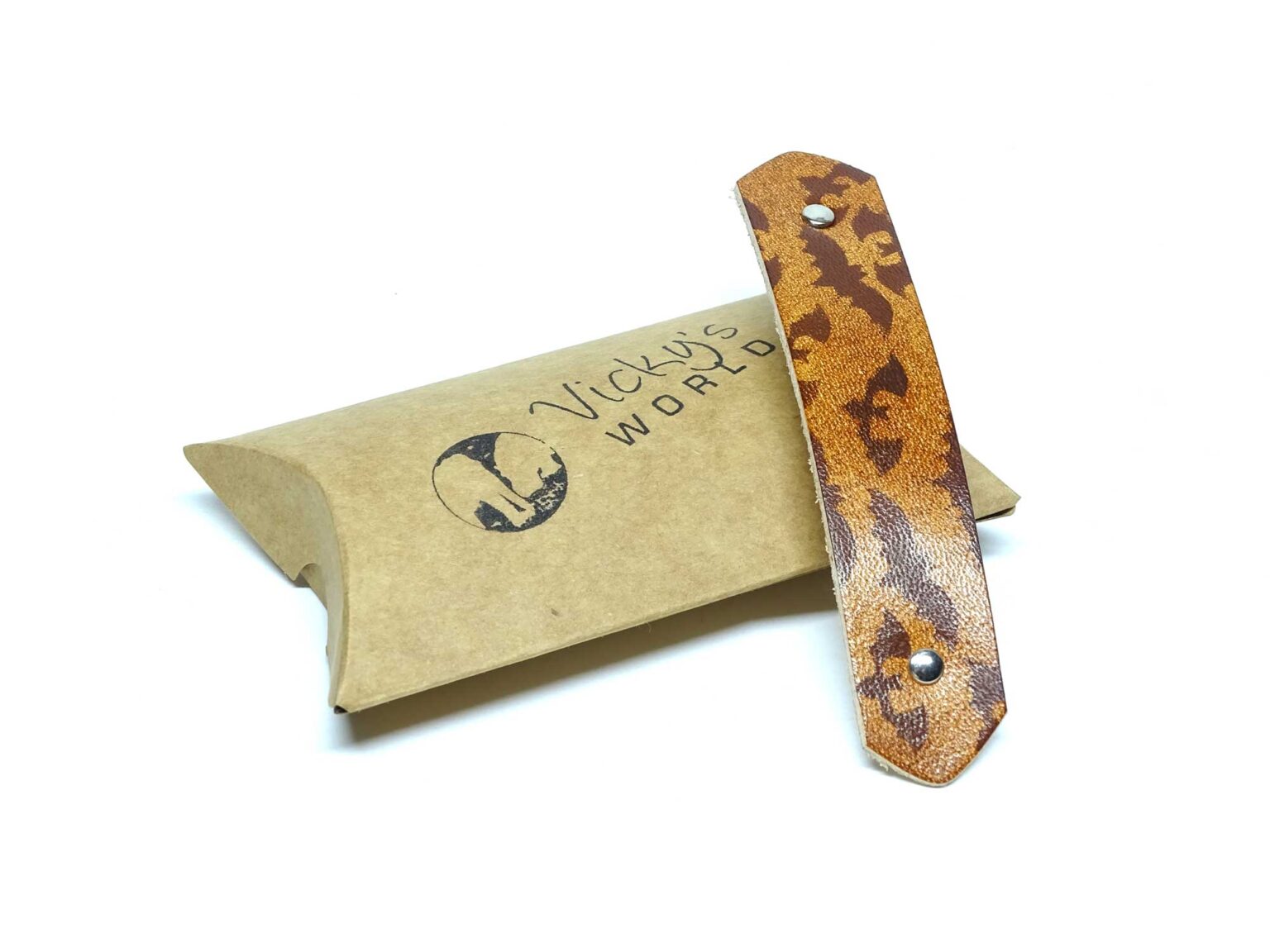 Leder Haarspange - OX Antique Lion Stripe Bats - Vickys World - Lederbuch