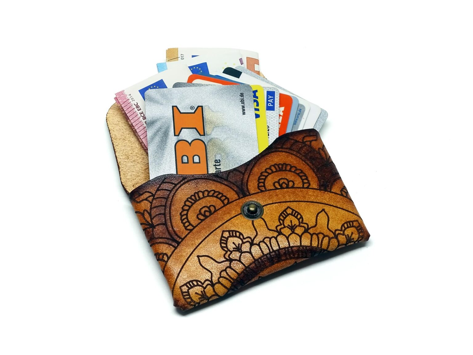 Karten Etui - Cards & Cash Mandala - Lederbuch